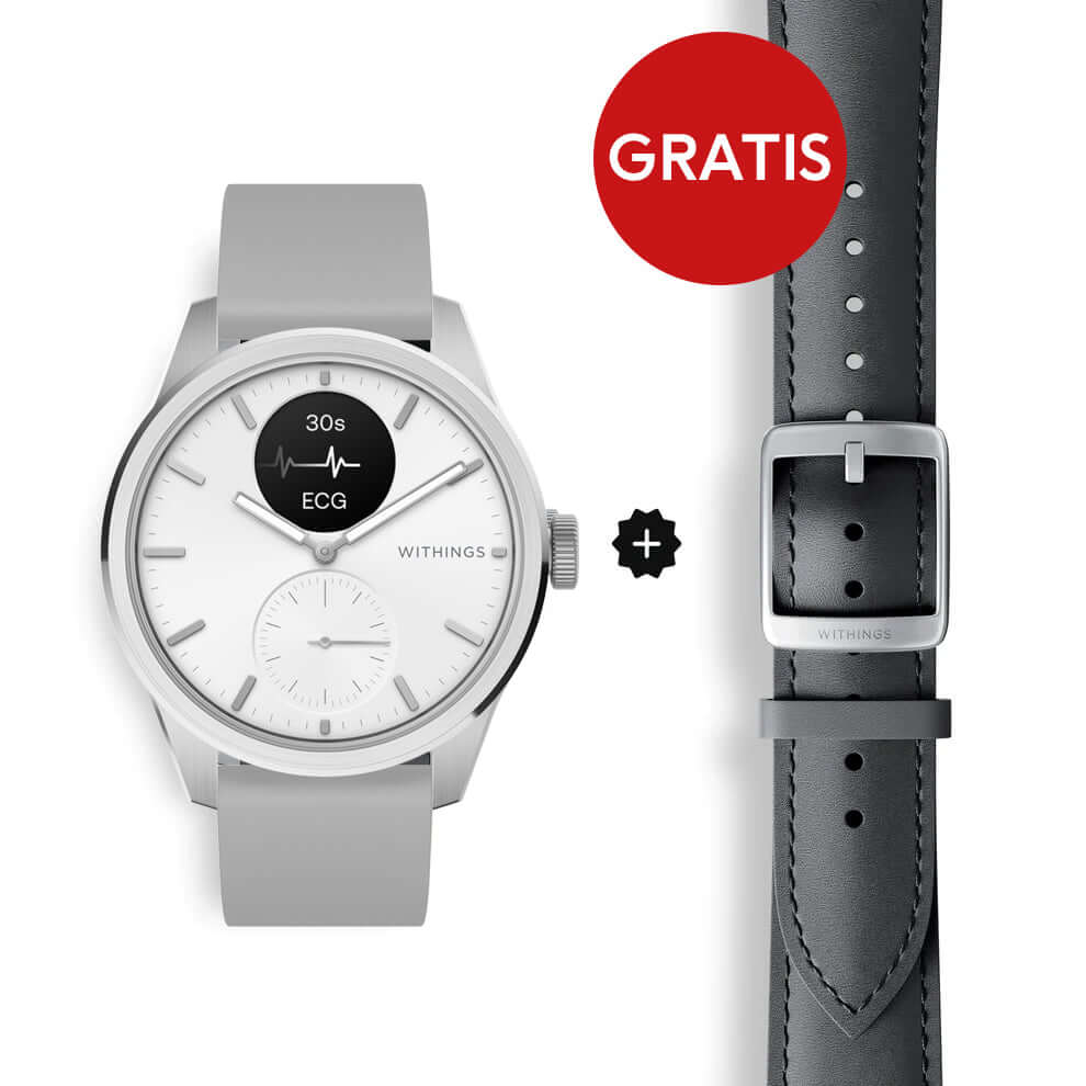 Withings Scanwatch 2 - White 42mm + Free Withings Leather Strap – The ...